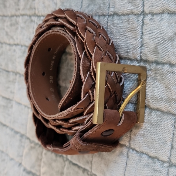 Accessories | Vintage Brown Leather Belt With Solid Brass Buckle | Poshmark